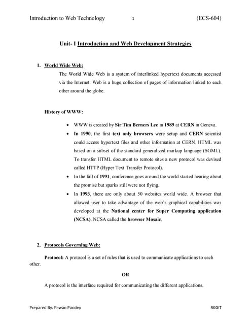 Web Technology UPTU UNIT 1 | PDF | Internet | Computing