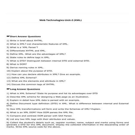 Web Technologies Unit 2 Xmlpdf