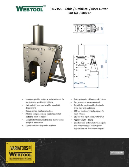 Webtools RCV190 Wire Rope Cutters Electroless Nickel Plated Steel ...