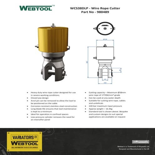 Webtools WCOS38DLP (open sided) Wire Rope Cutters up to 38mm - Data ...