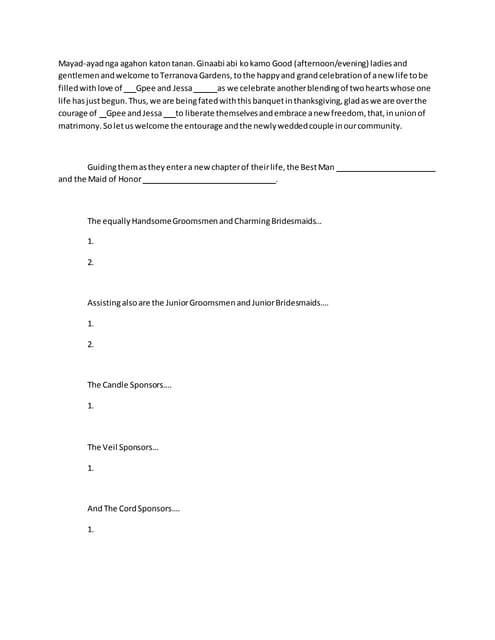 Wedding Host Script | DOCX