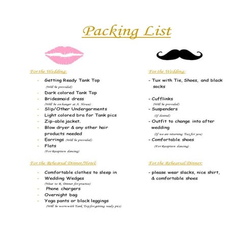 Wedding packing list | PDF