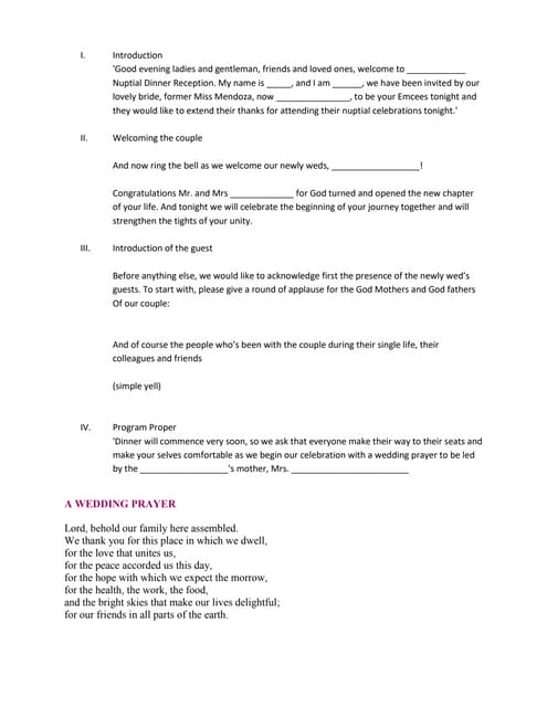 Wedding Host Script | DOCX