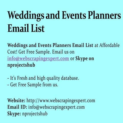Weddings and Events Planners Email List | PPT