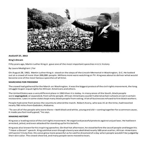 Martin Luther King's Dream Article | DOCX