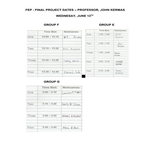 Wednesday (groups f,e,g) final project dates | DOC