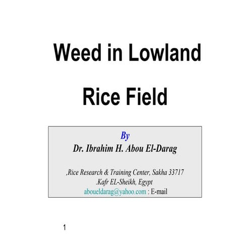Weed in lowland Rice Field | PPT