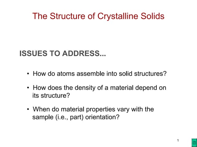 Chapter 3 - crystal structure and solid state physics | PPT