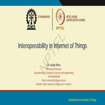 Interoperability in Internet of things (NPTEL) | PDF