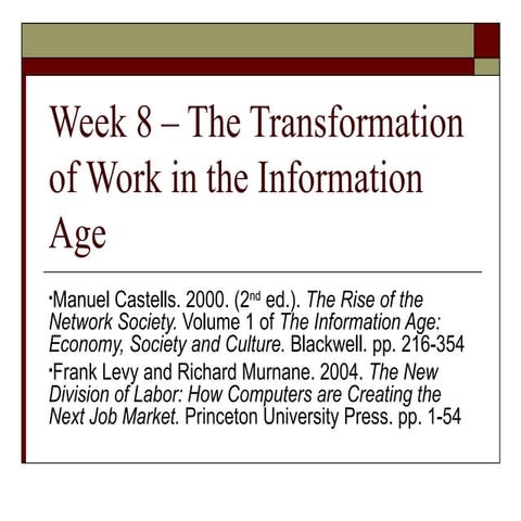 The Transformation of Work in the Information Age | PPT