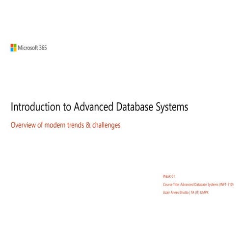 INTRODUCTION TO ADVANCED DATABASE SYSTEMS | PDF