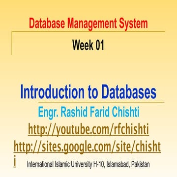 DBMS: Week 01 - Introduction to Databases | PPT