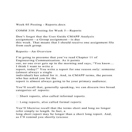Week 05 Posting - Reports.docx COMM 310 Posting for Week .docx