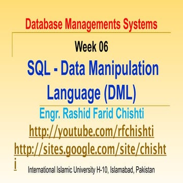 Dbms Week 06 Sql Data Manipulation Language Dml Ppt 5487