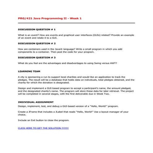 PRG/421 Week 1 | DOCX