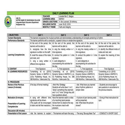 Mapeh 5 Lesson Plan | DOC