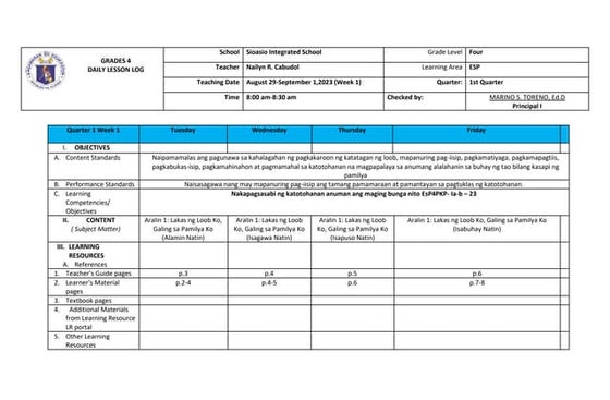 LESSON PLAN FILIPINO 6 | DOCX