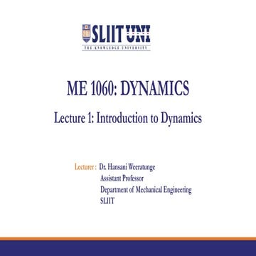 Dynamics lecture note about : Introduction to dynamics | PDF