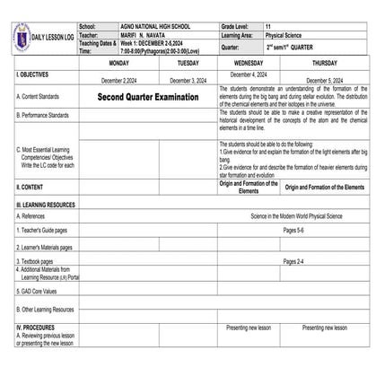 physical science dll for week 1 ...