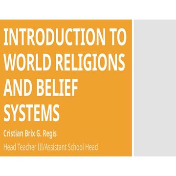 Introduction to World Religions and Belief Systems in Senior High ...