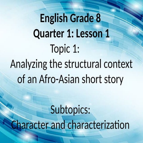 Analyzing Afro-Asian Short Stories: Characters and Characterization in ...