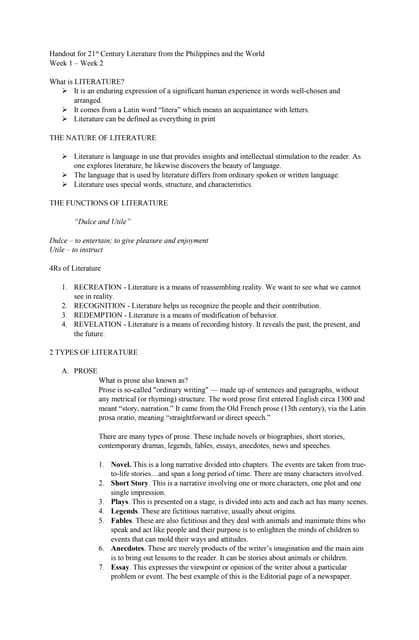 Differentiating 21st Century Literary Genres from Early Literary.pptx ...