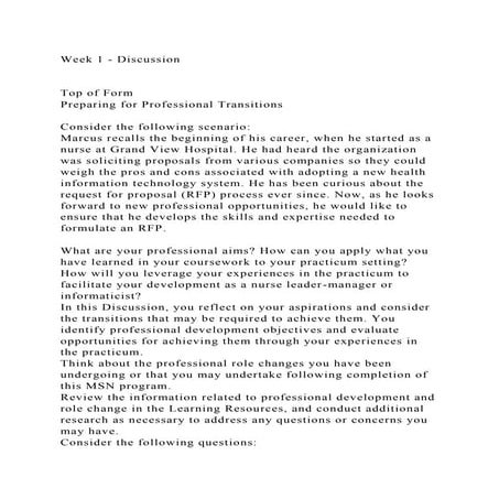 Week 1 - DiscussionTop of FormPreparing for Professional Tra.docx