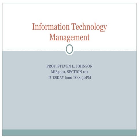 Week 1 of MIS5001: Information Technology Management | PPT