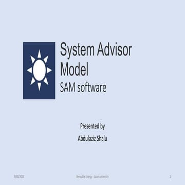 SAM renewable energy software - (system advisor model) | PPTX