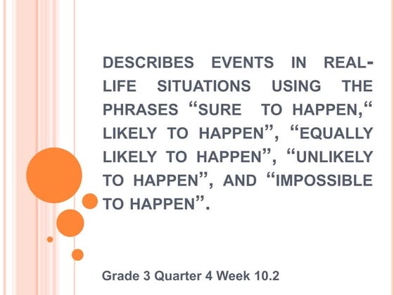Grade 3 quarter 4 week 10.1 - describes events in real-life situations ...