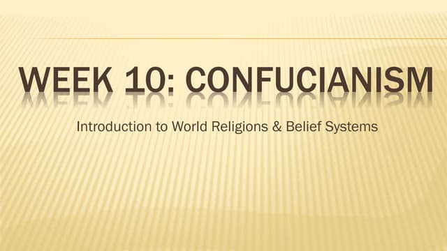 Confucianism (World Religion) | PPTX