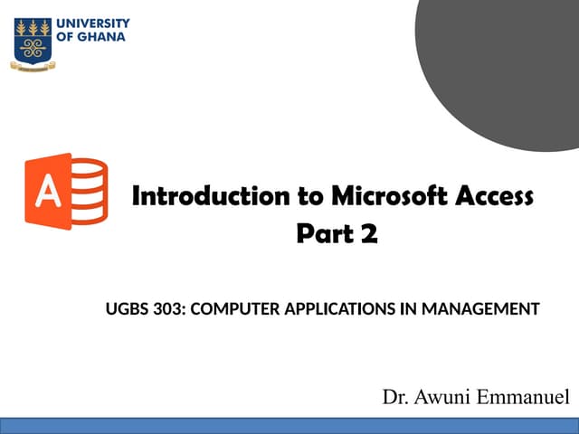 Creating a table in ms access | PPTX