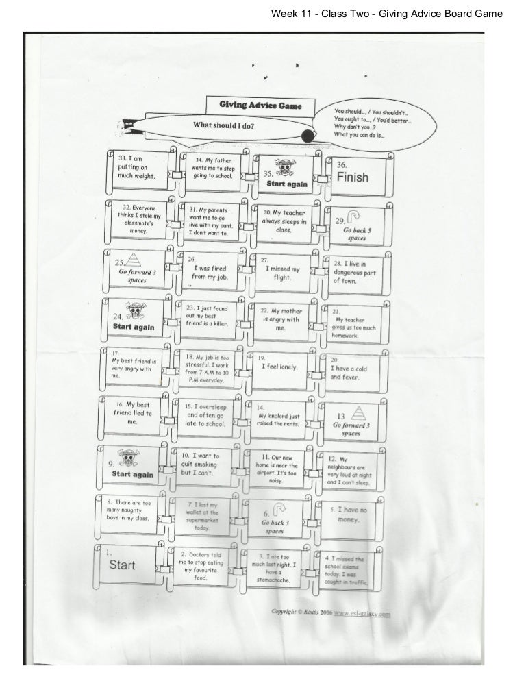 Board Game Advice Needed Worksheet Free Esl Printable
