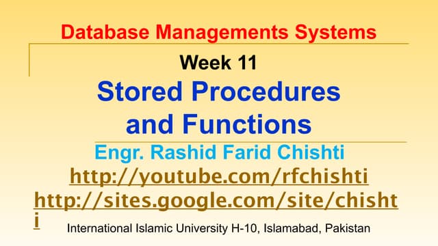 Dbms Week 11 Stored Procedures And Functions Ppt 3659