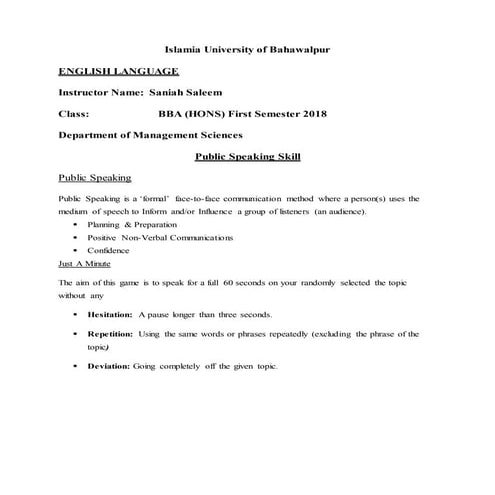 Week 11th lecture of the bba first semester by saniah saleem rao | DOCX