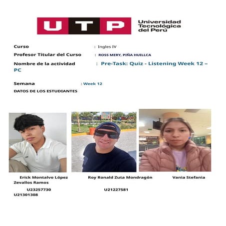 Semana 12....Tarea de ingles IV...week 13 | PDF