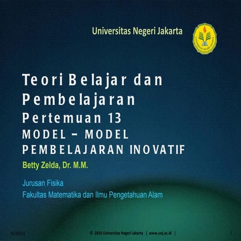 Teori Belajar dan Pembelajaran (13) model pembelajaran | PPT