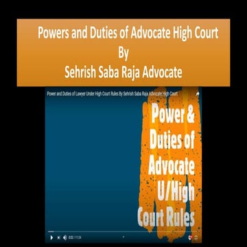 Powers & Duties of Advocates Under High Court Rules by Sehrish Saba ...