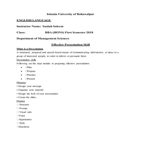 Week 14 lecture of the bba first semester by saniah saleem rao | PDF