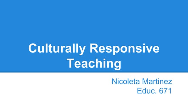 Culturally Responsive Teaching | PPTX