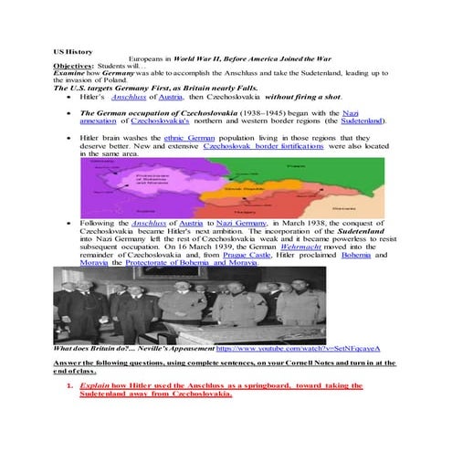 World War II Before America Joins the War | DOCX