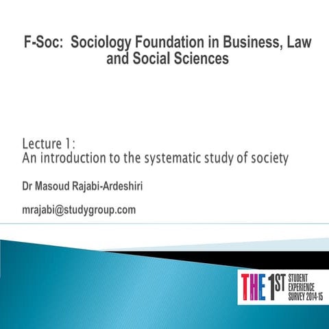 Week 1, an introduction to the systematic study of society | PPT