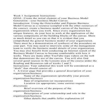 Week 1 Assignment InstructionsGOAL Create the initial element o.docx