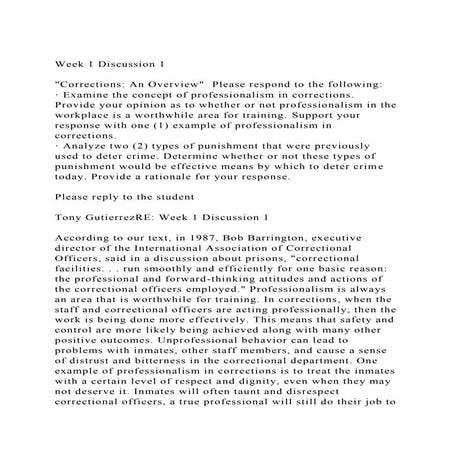 Week 1 Discussion 1Corrections An Overview Please respond .docx