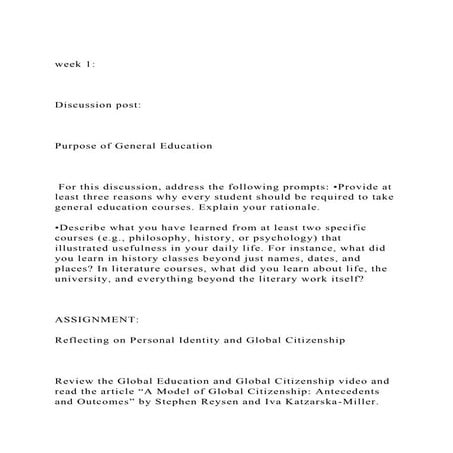 week 1Discussion postPurpose of General Education.docx
