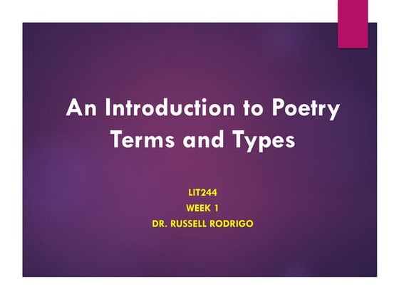 Introduction to poetry | PPT