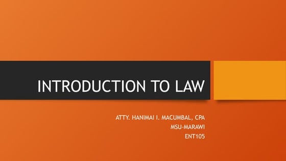 Introduction to Law | PPTX