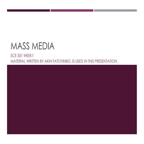 Week 1 Mass Media | PPT
