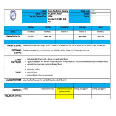 week 1 Music Second quarter learning plan.docx