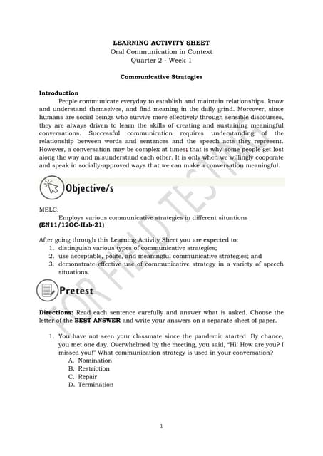 Communicative strategies in oral communication grade 11 Quarter 2 | PPTX